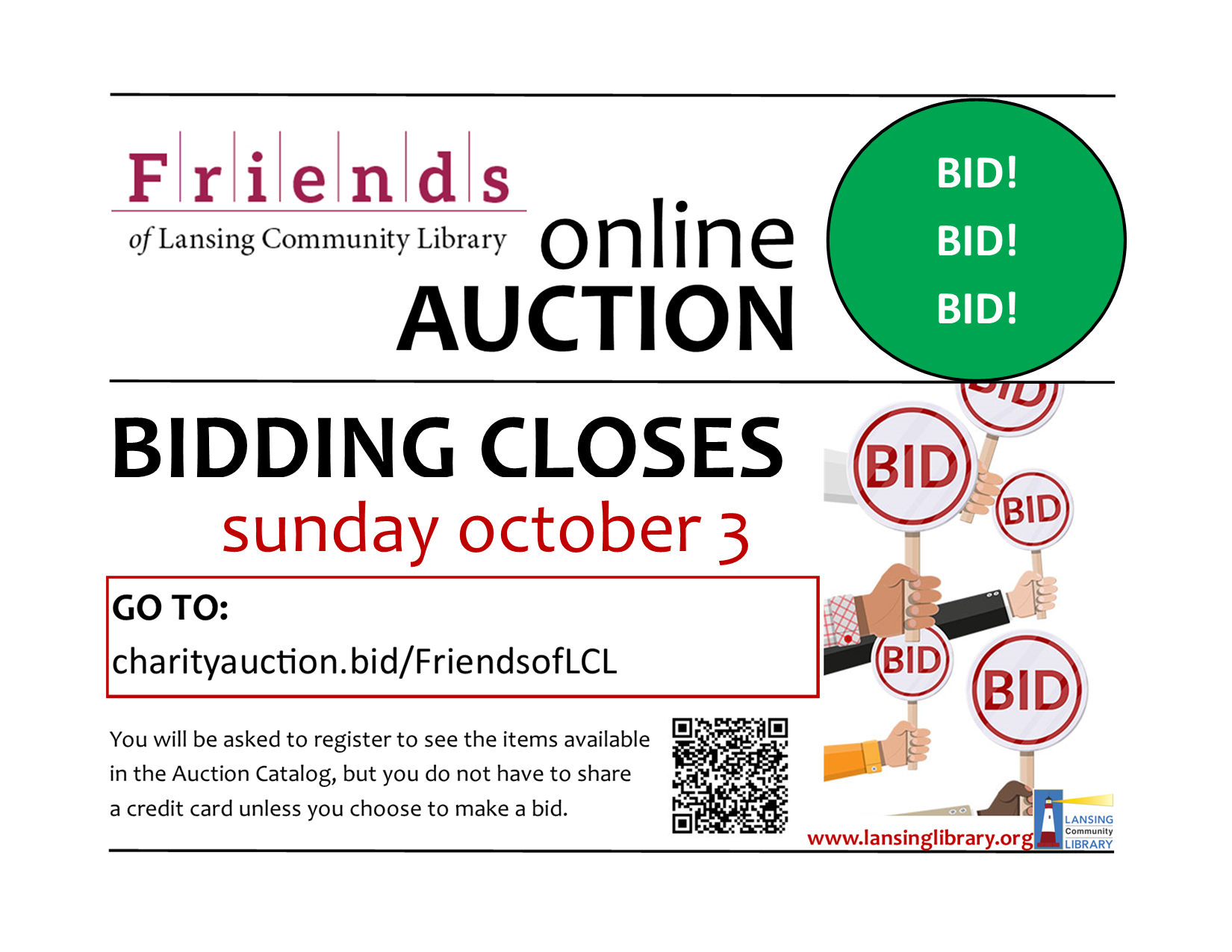 Online Auction Closes Sunday - Lansing Community Library