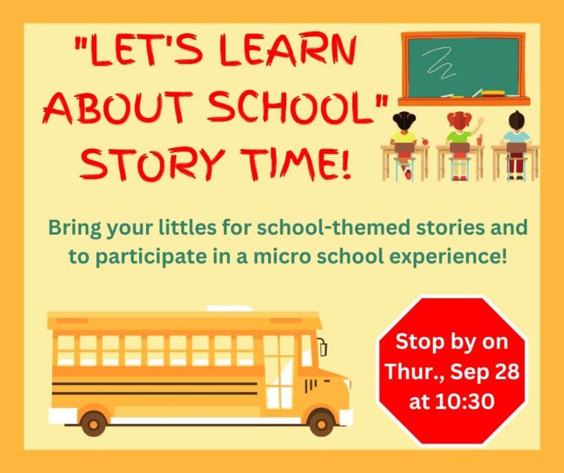 "Let's Learn About School" Story Time - Lansing Community Library